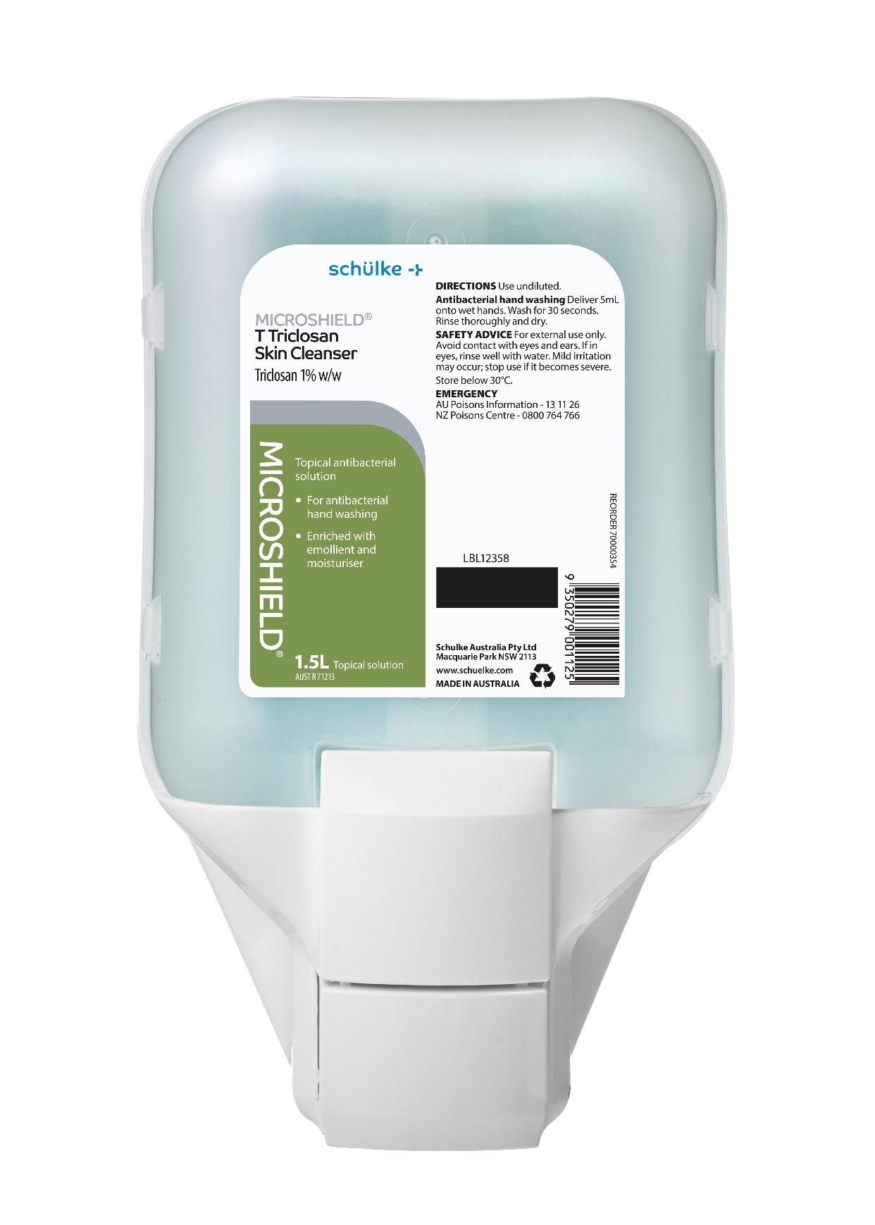 Microshield T Triclosan Skin Cleanser Cassette 1.5l - SSS Australia ...