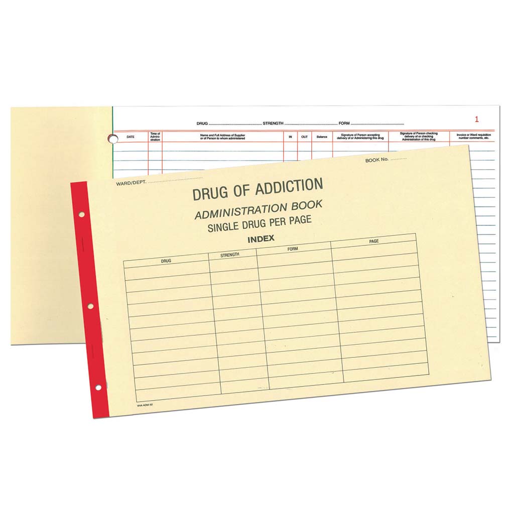 Drug of Addiction Administration Book Single Drug per Page - SSS ...