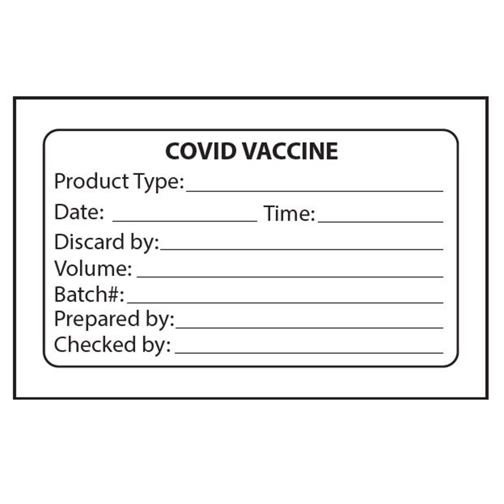 Covid Vaccine Label 70 mm x 40mm 500/Roll Black on White - SSS ...