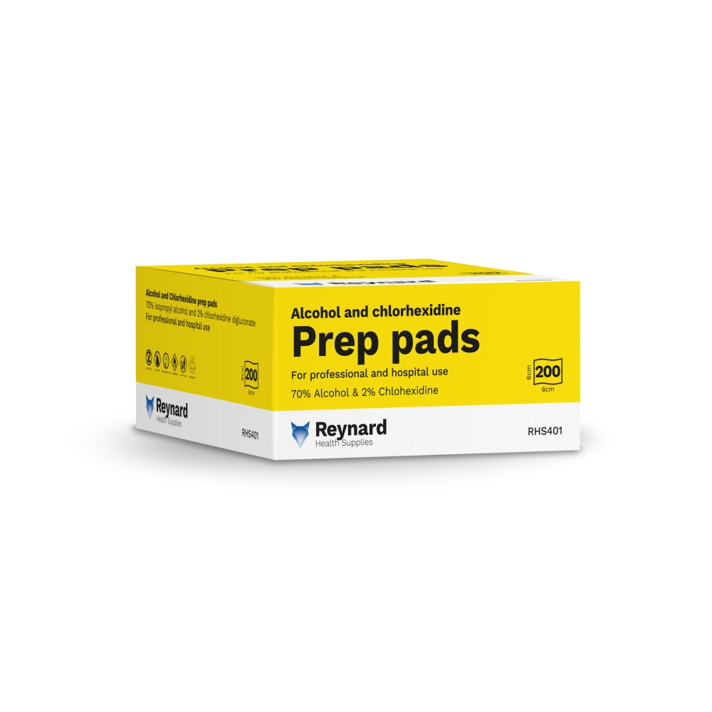 Reynard Health Alcohol 70% Chlor 2% Prep Pads 6 x 6cm B200 | Surface ...