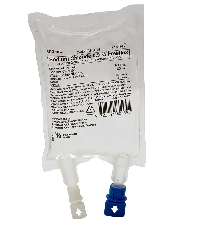 1517724 - Sodium Chloride 0.9% 100mL Freeflex Bag - SSS Australia ...