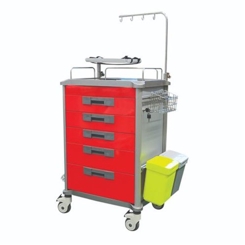Trolley Emergency Red 5 Drawer with Accessories - SSS Australia STAGE ...